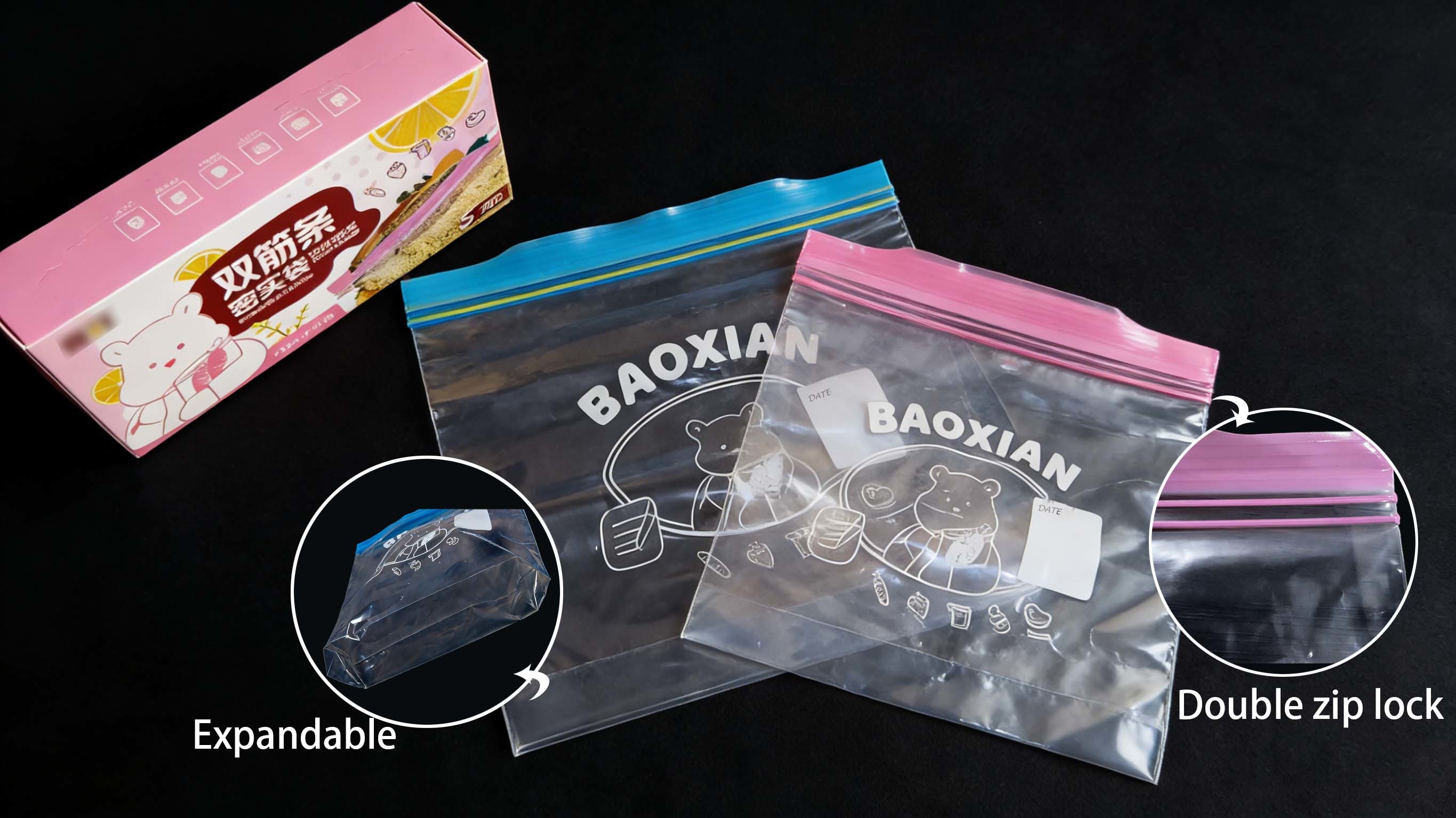 PE Food Grade Double Zip Lock Custom Printed Large Plastic Ziplock For ...